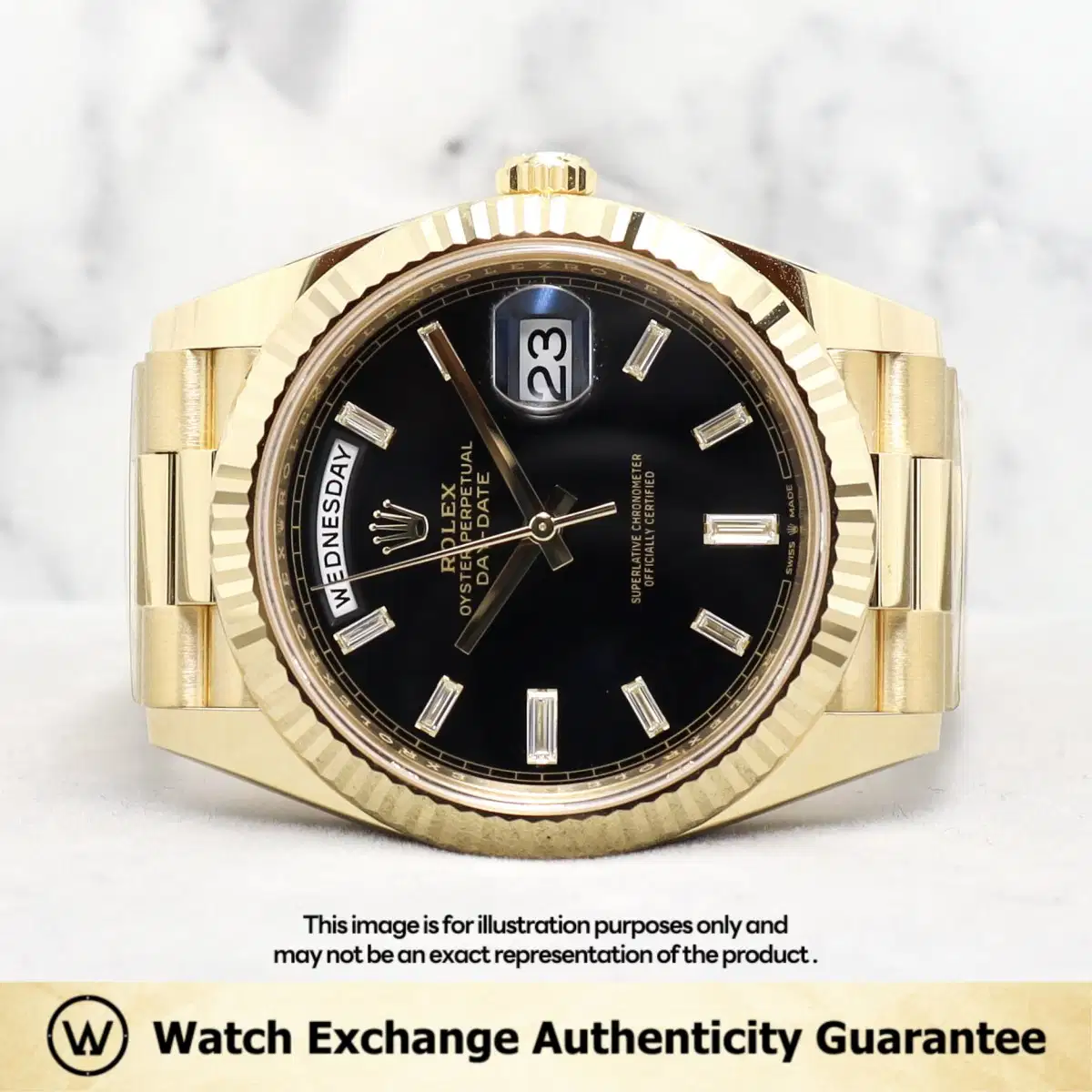 Rolex Daydate 228238 Black w Baguette Diamond Rolex Black w Baguette ...